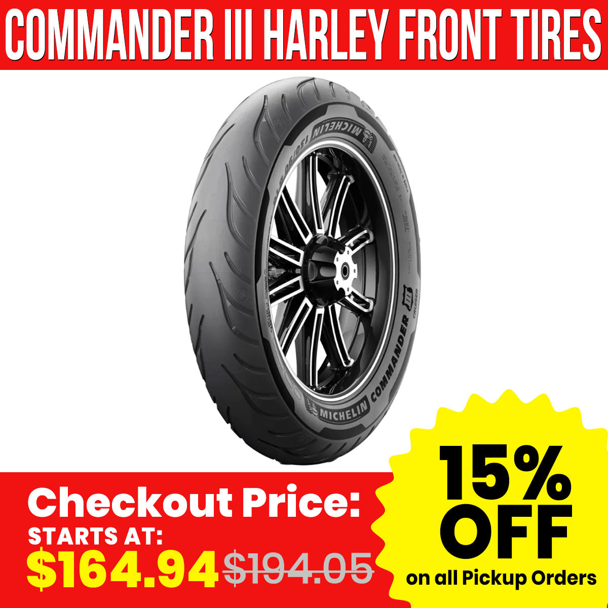 Michelin Commander III Harley Davidson and Metric Cruiser Front Tires ...
